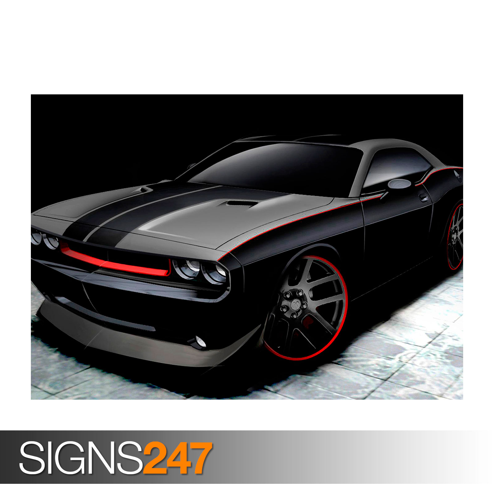 DODGE CHALLENGER BACK (0593) Car Poster - Photo Poster Print Art A0 A1 ...