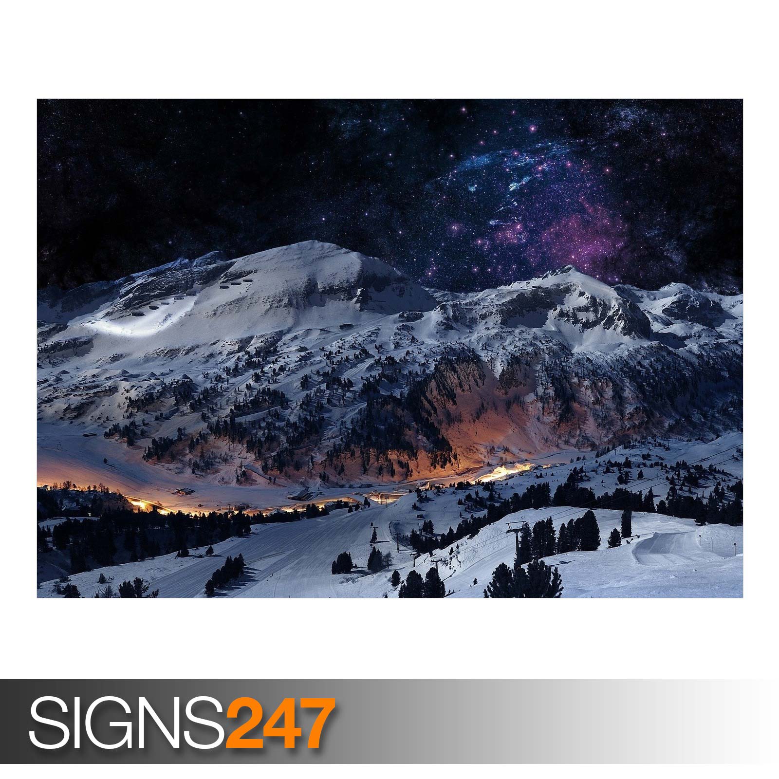 NIGHT SKY SNOW (AD922) NATURE POSTER - Photo Picture Poster Print Art ...