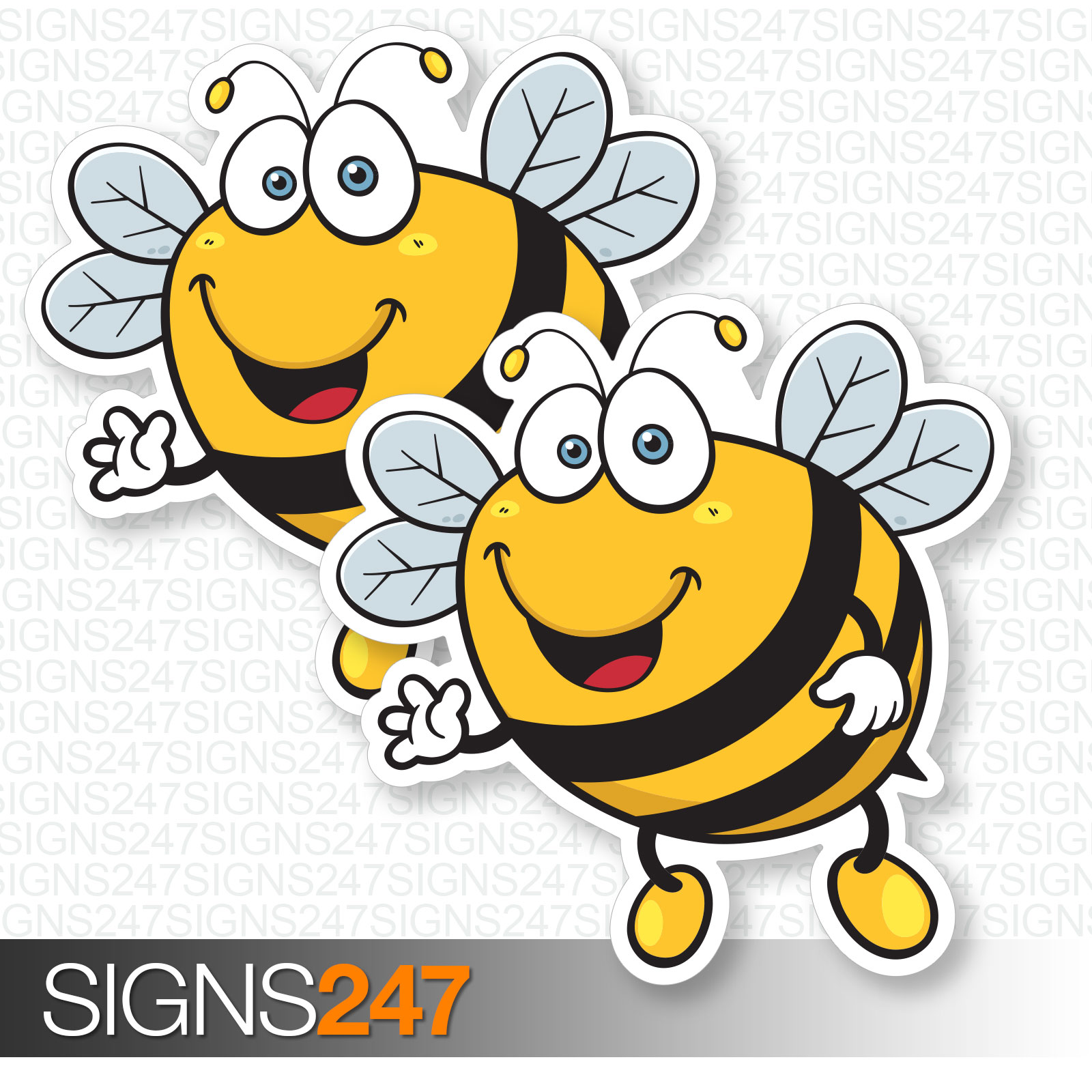 2 x BEE STICKERS Happy Bumble Bee Fun Window Bumper Sticker Vinyl Decal ...