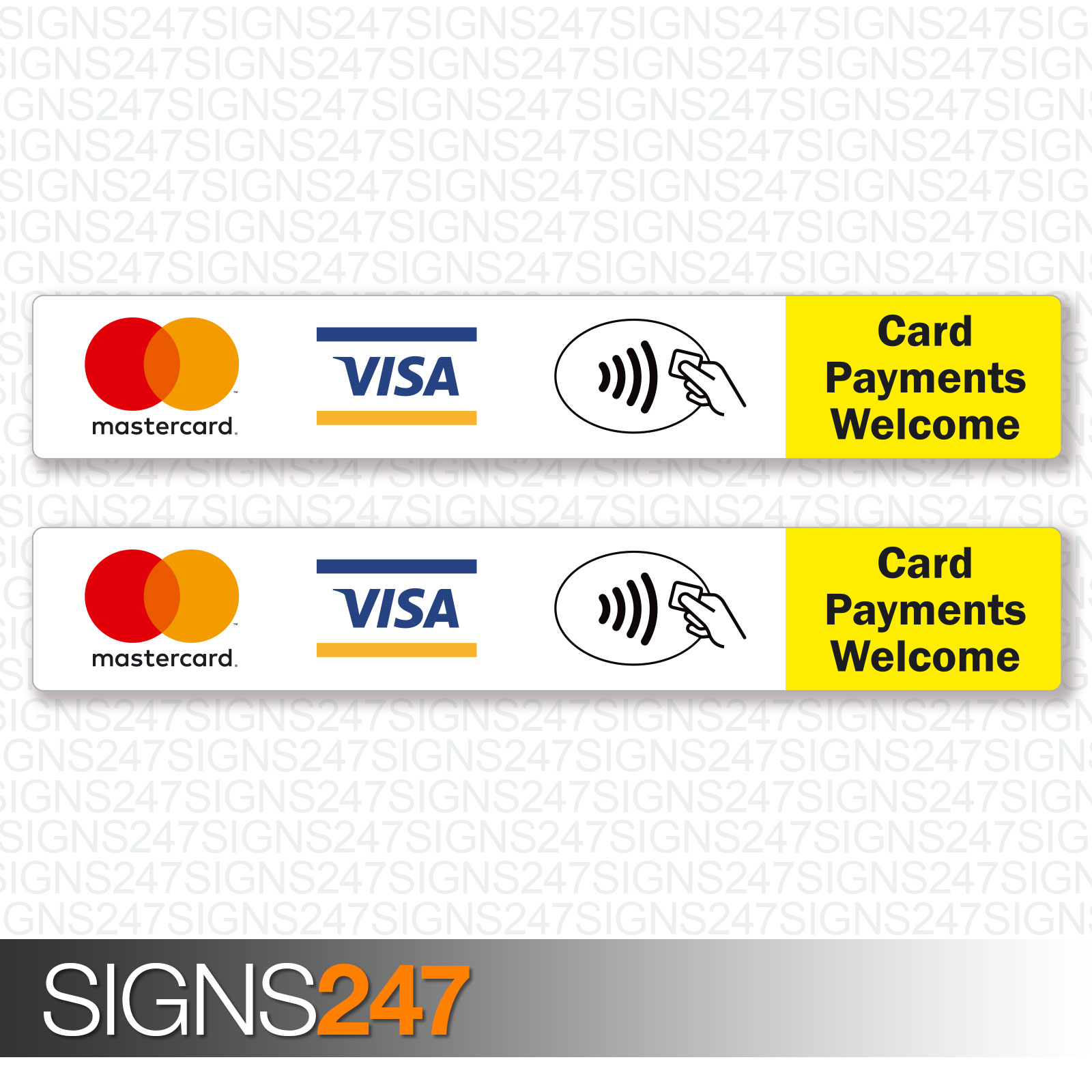 2x Card Payments Welcome Stickers MasterCard VISA Contactless Taxi Shop ...
