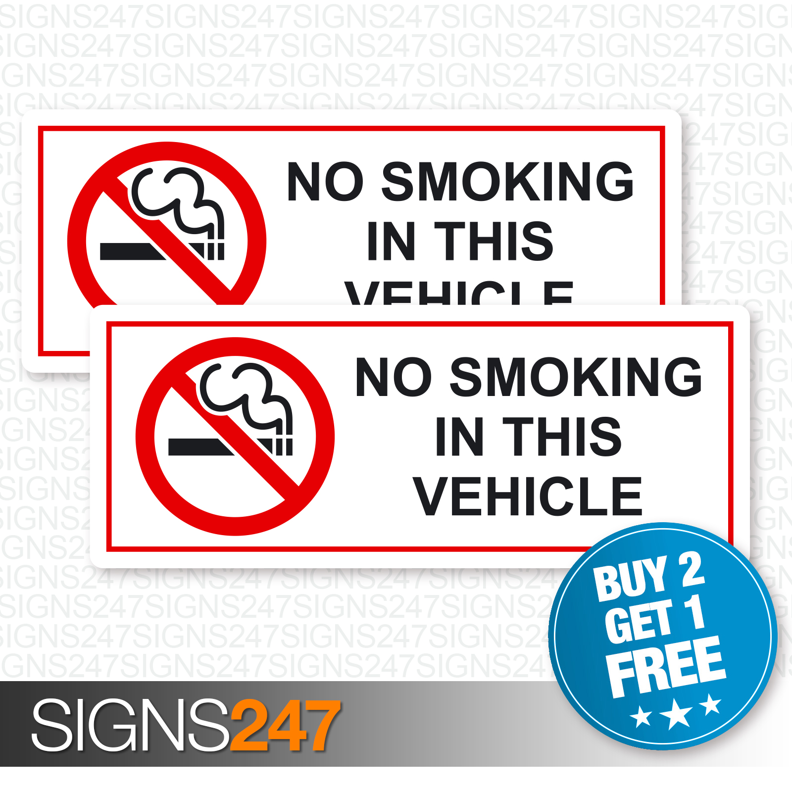 2x NO SMOKING IN THIS VEHICLE STICKERS Printed Vinyl Car Van Coach Taxi ...