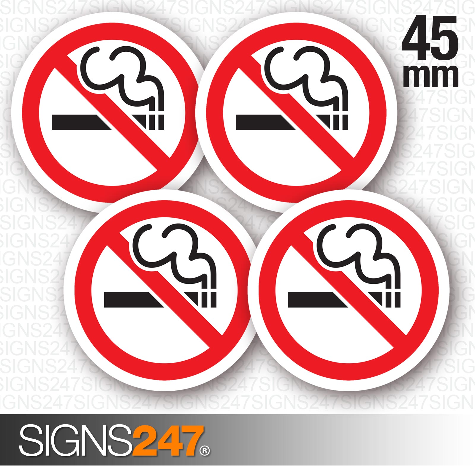 4 x No Smoking Stickers 45mm waterproof vinyl signs window car taxi van ...
