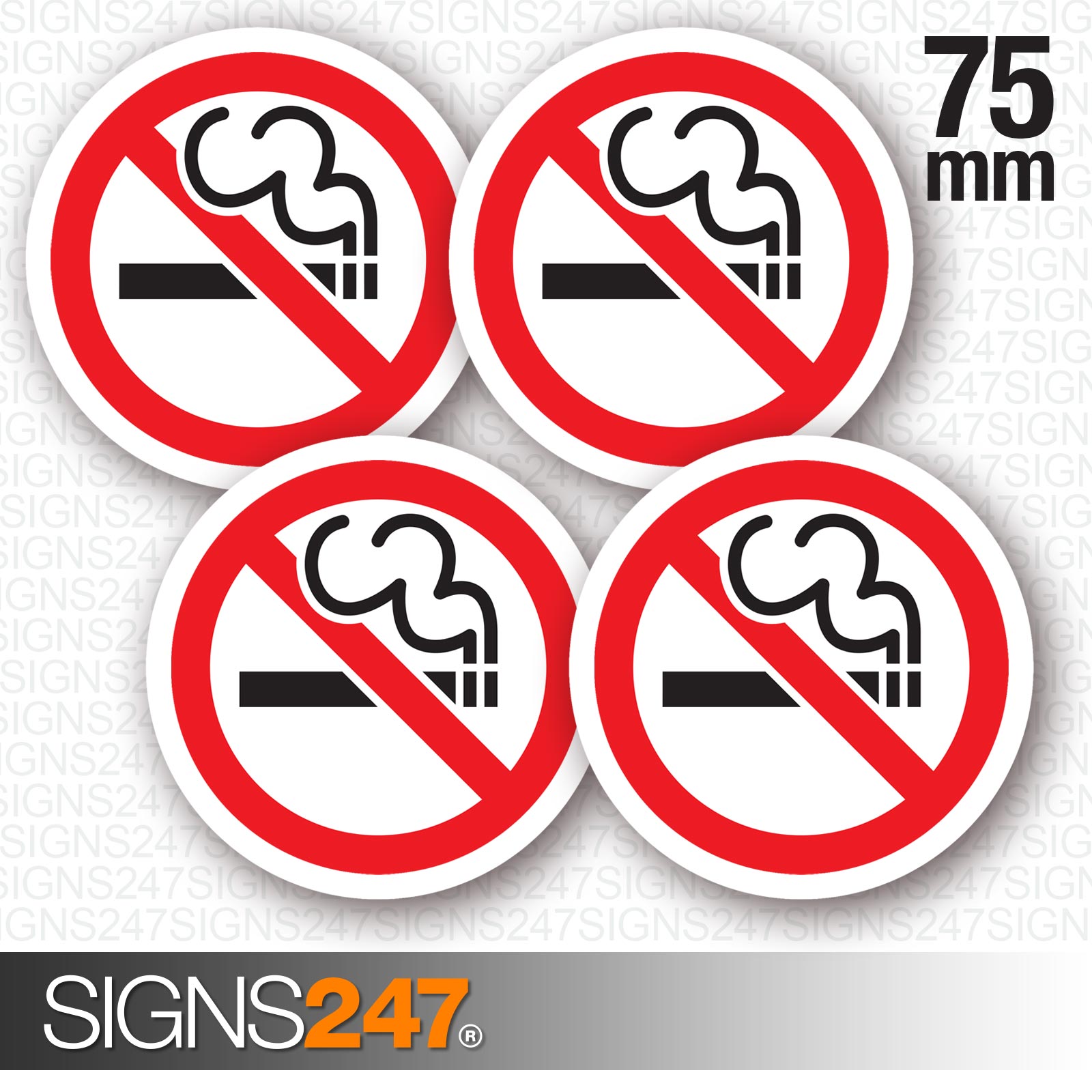 4 x No Smoking Stickers 75mm waterproof vinyl signs window car taxi van ...