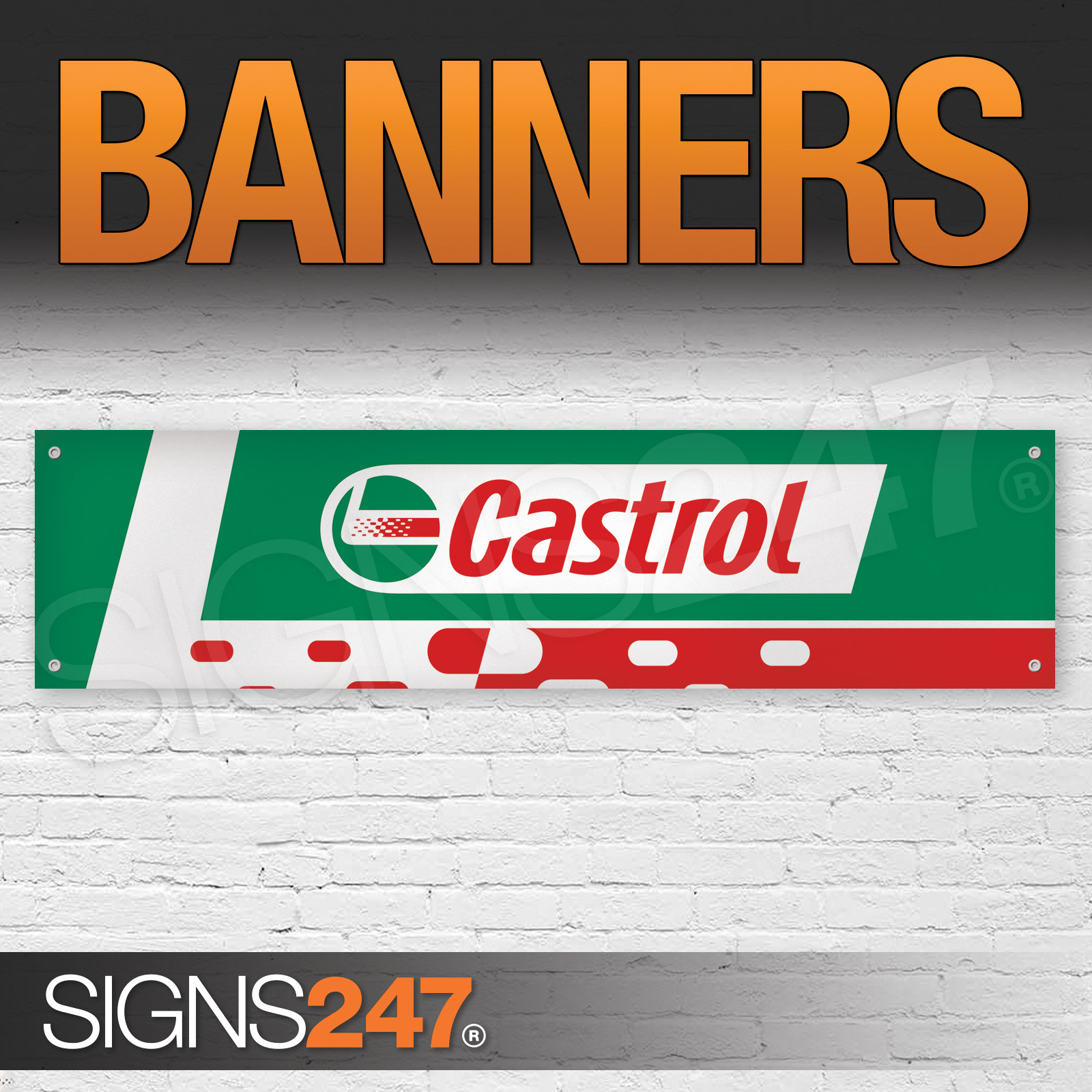 Castrol Motor Oil Red and Green Car Workshop Banner Sign Display ...