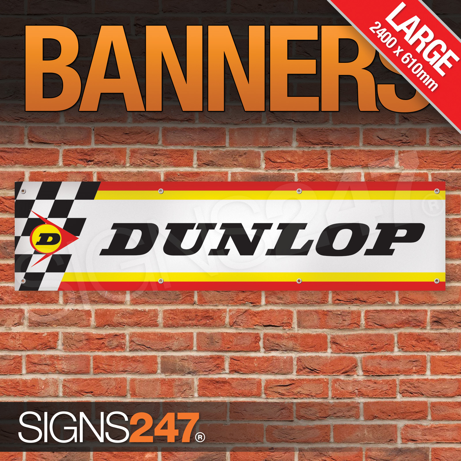Dunlop Tyres Flag Garage Workshop Banner LARGE PVC Sign Motorsport | eBay